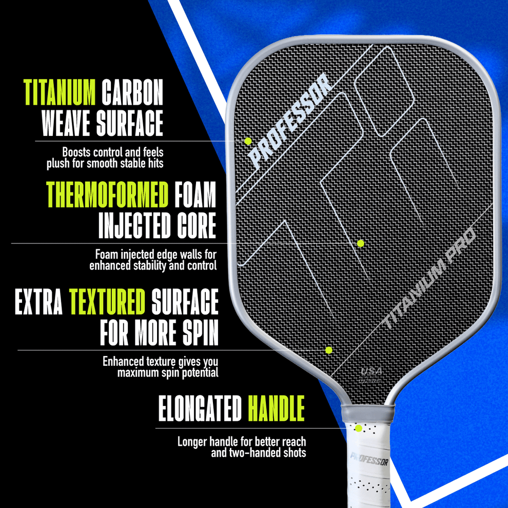 Professor Titanium Pro Pickleball Paddle- Designed with Titanium Carbo ...