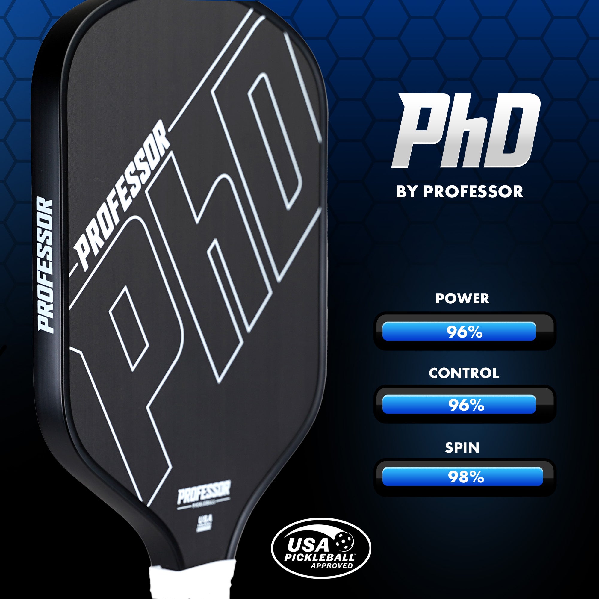 PhD 16MM Raw Carbon Super Spin Paddle 1 - Professor Pickleball
